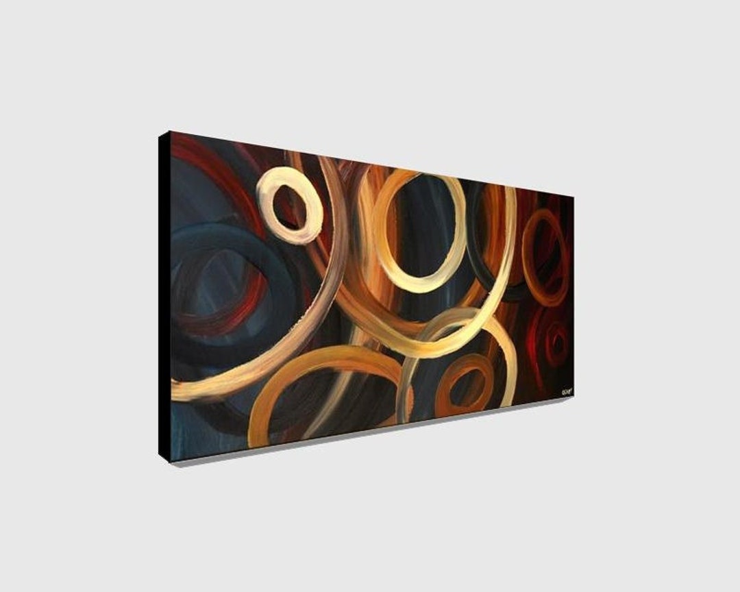 Dark Blue Contemporary Abstract Painting, Original Modern Artwork for ...