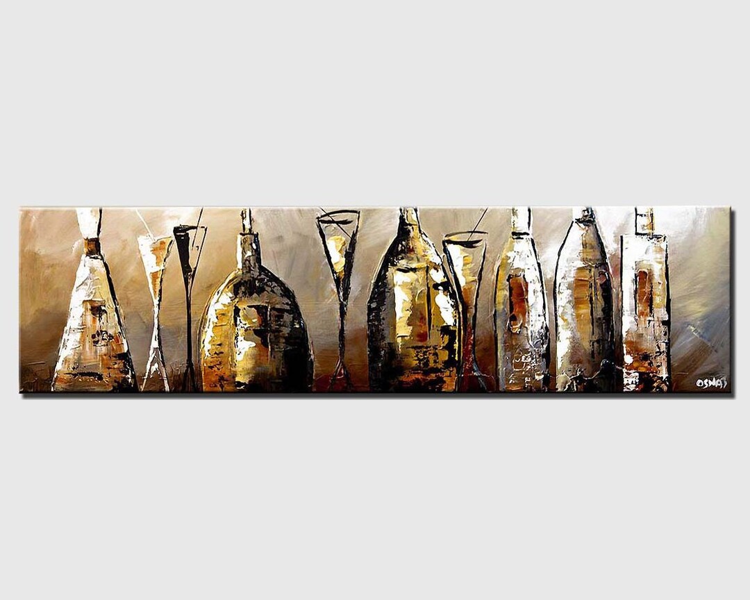 Original Wine Art | Modern Wine Bar Art | Wine Wall Art Canvas | Wine ...