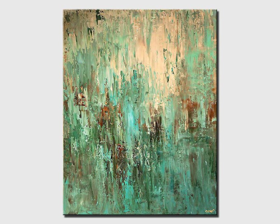 Original Turquoise Abstract Painting Textured Minimalist Turquoise Wall ...