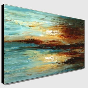 Textured Ocean Art Coastal Canvas Wall Art Original Seascape - Etsy