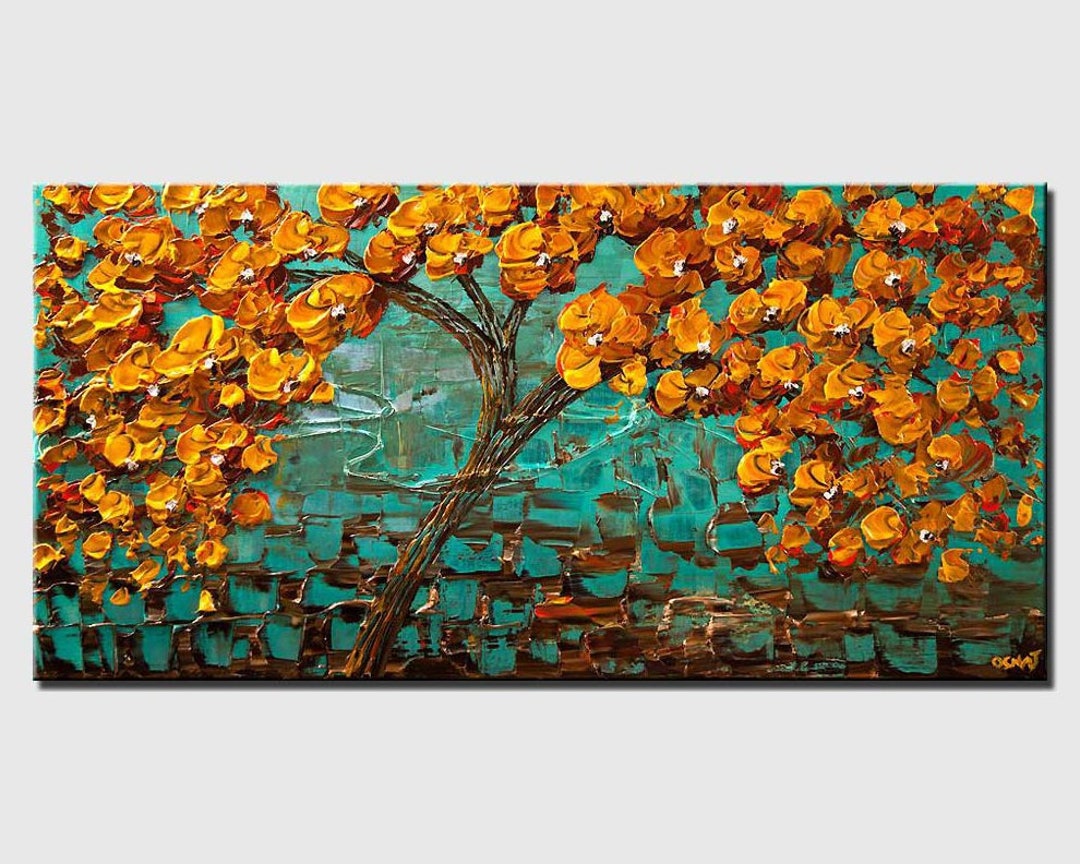 Textured Orange Tree Painting: Colorful Palette Knife Art - Etsy