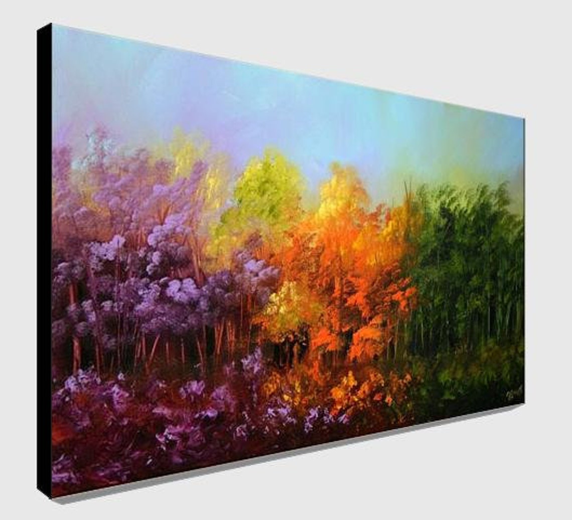 Colorful Forest Painting: Abstract Landscape, Nature Wall Art - Custom ...