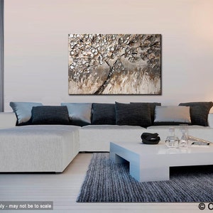 Silver Tree Abstract Painting Textured Silver Blooming Tree - Etsy