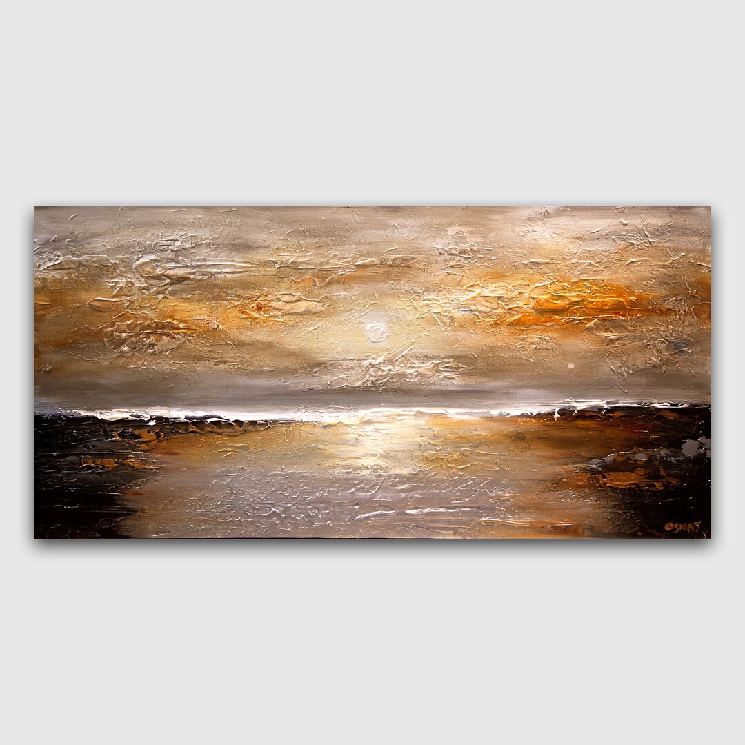 Textured Abstract Landscape Oil Painting on Canvas Large Wall Art Gold ...