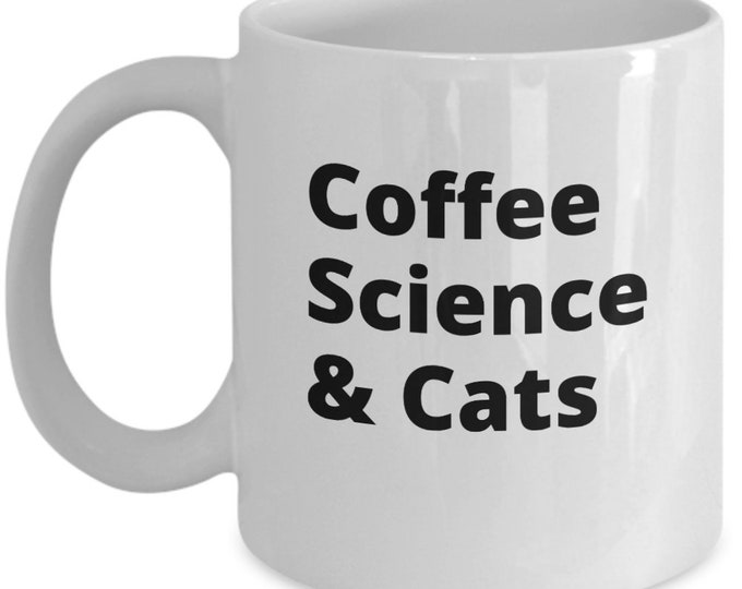 Cats in STEM Science Cat Black Mug, Cute Funny Cat Lover Scientist ...
