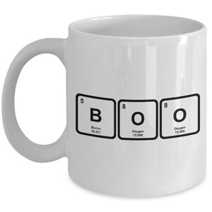 Boo Halloween Science Mug Periodic Table of Elements Scary Scientist ...