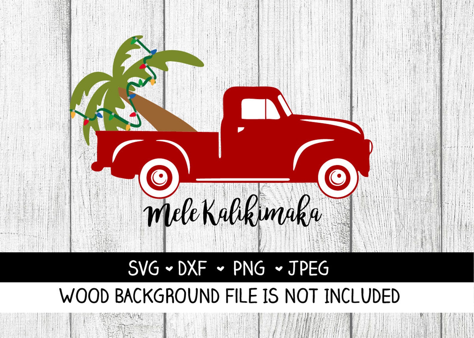 Red Vintage Truck Christmas SVG, Mele Kalikimaka SVG, Hawaiian ...