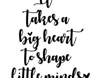It Takes A Big Heart to Teach Little Minds SVG Design - Etsy