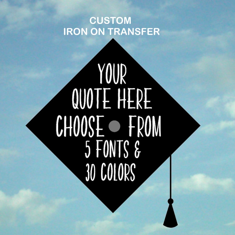 Grad Cap Iron on Decal - Etsy