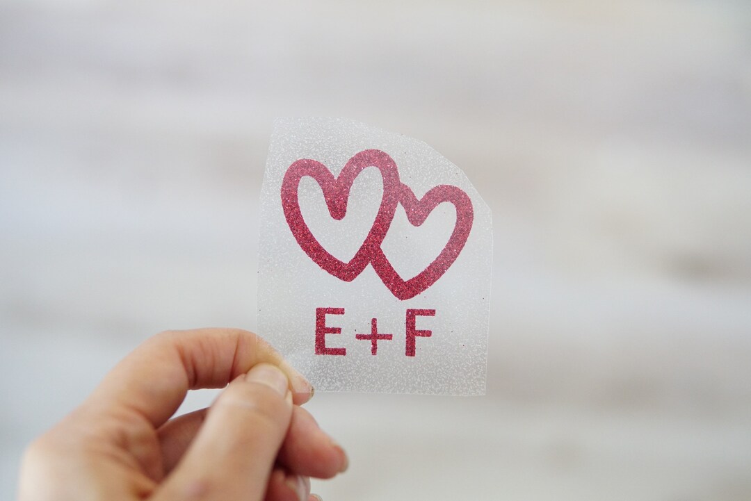 Personalized Heart Iron on Transfer, Double Heart Iron on Transfer ...