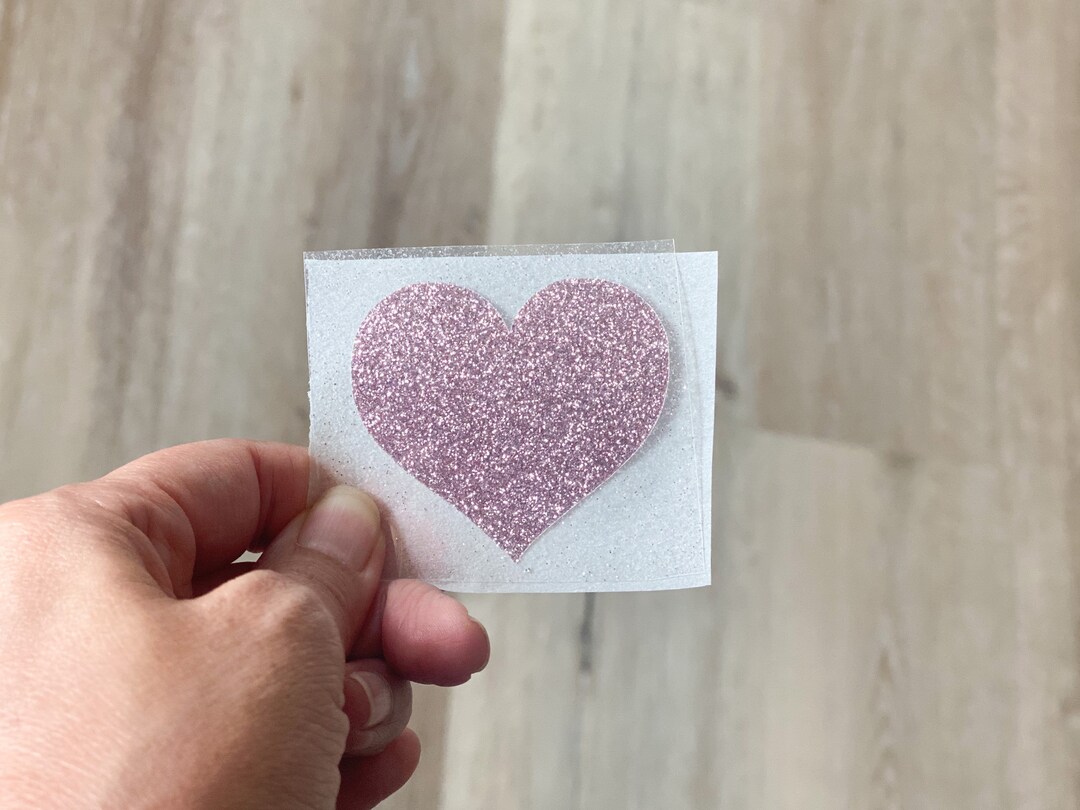 Heart Iron On, Glitter Heart Iron on Transfer, Heart Iron on Patch ...