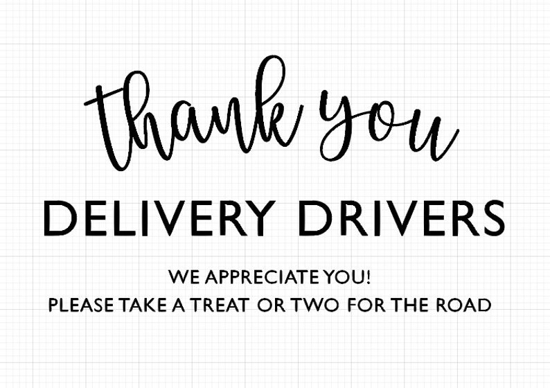 Thank You Delivery Drivers Printable File, Thank You Delivery Driver ...