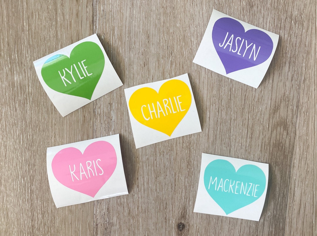 Personalized Heart Decal, Heart Name Sticker, Heart Sticker, Heart ...
