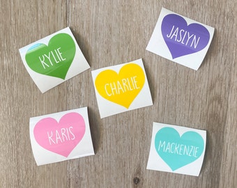 Custom Heart Name Decal - Etsy