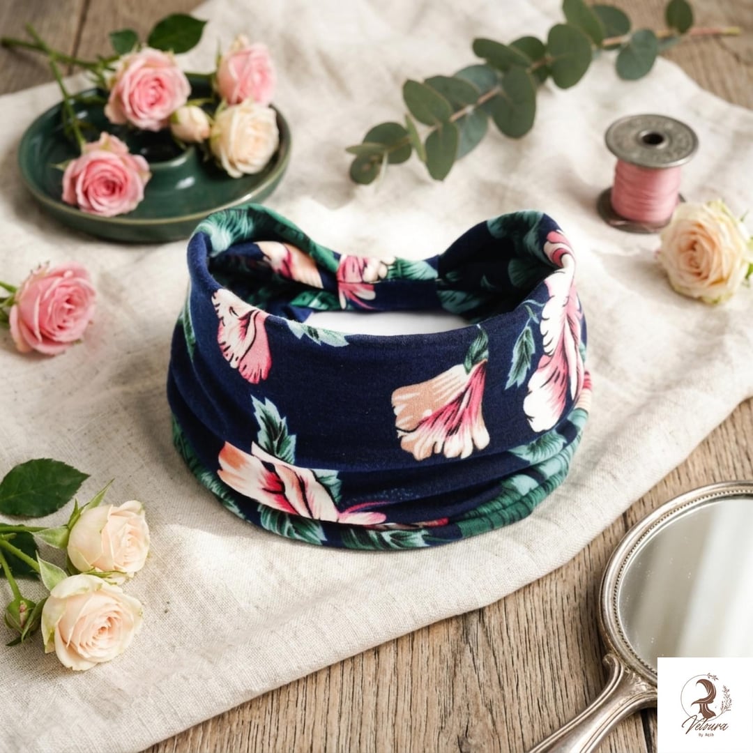 Vintage Sun Moon Print Wide Headband, Boho Knot Turban Headwrap ...