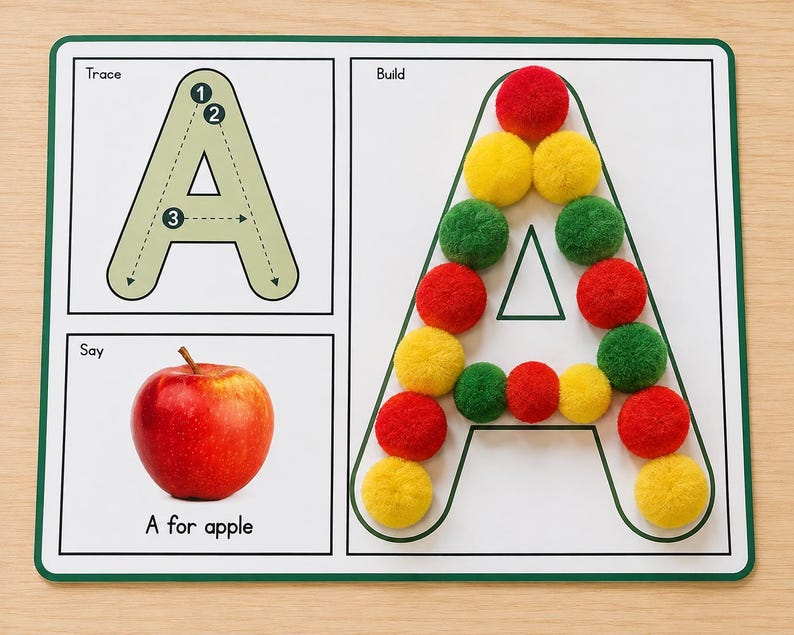 Alphabet Bundle: Trace, Build, Say Mats, Matching Cards, Tracing ...