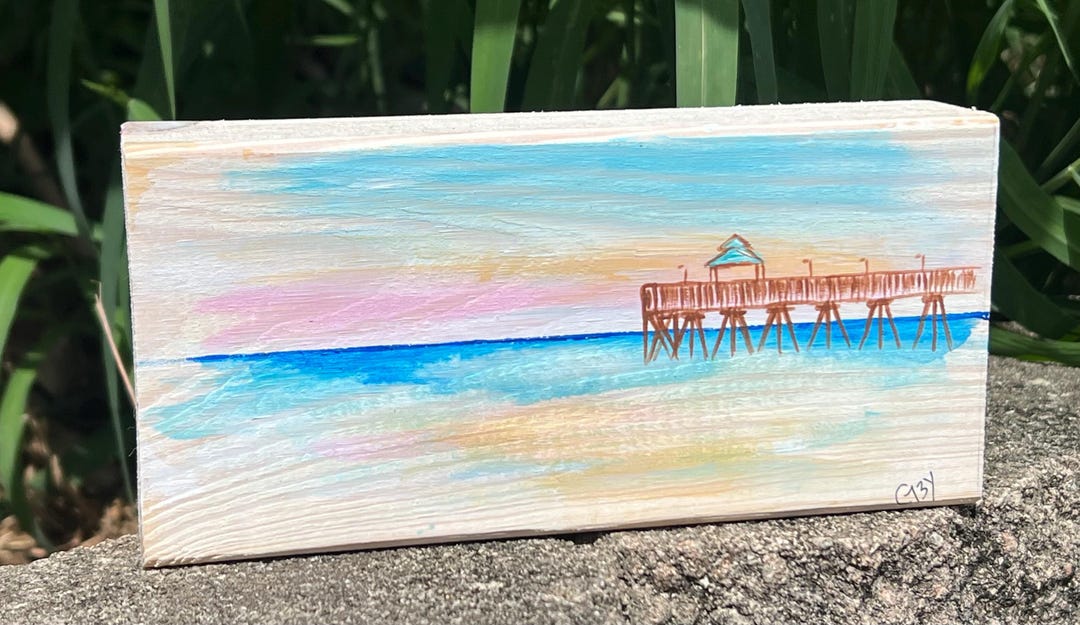 Deerfield Beach Pier on Reclaimed Wood - Etsy