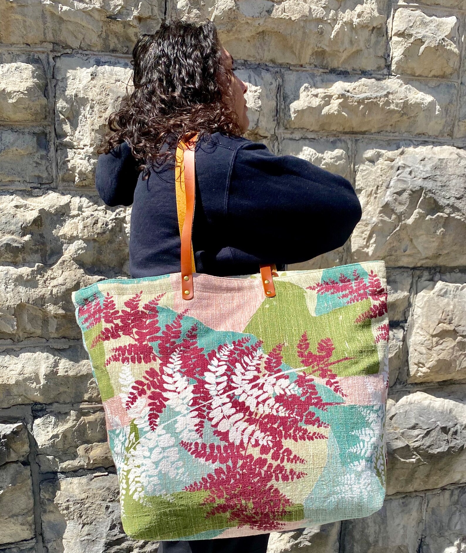 Barkcloth Tote MCM Overnight Bag Large Tote Bag - Etsy
