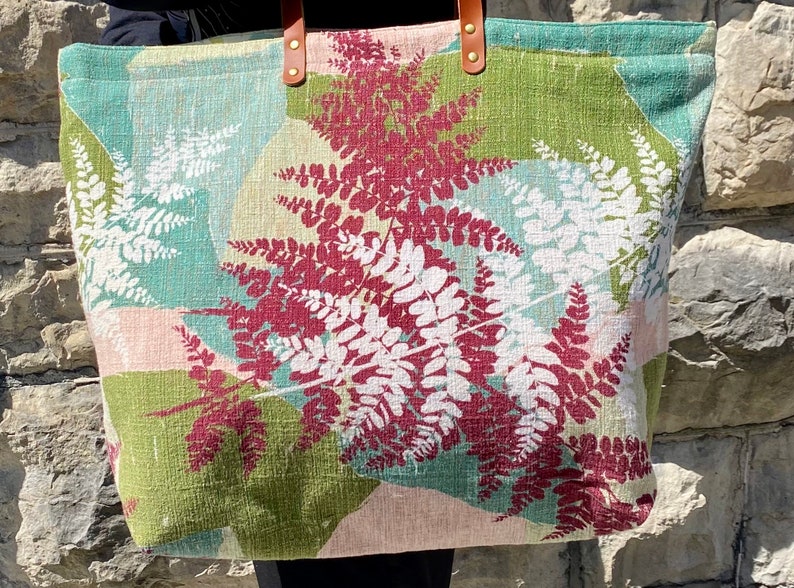 Barkcloth Tote MCM Overnight Bag Large Tote Bag - Etsy