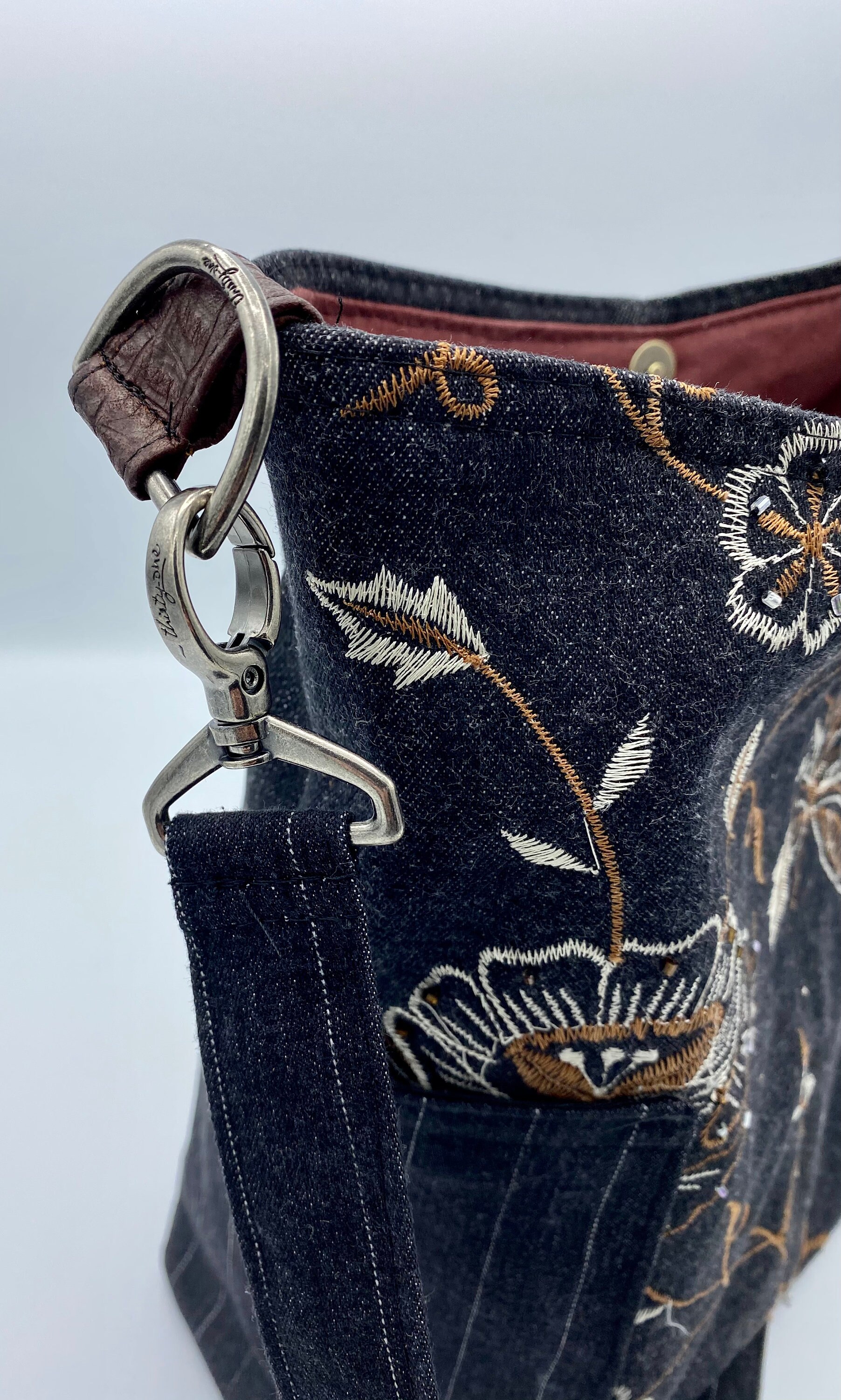 Recycled Jean Purse With Embroidery and Adjustable Strap - Etsy