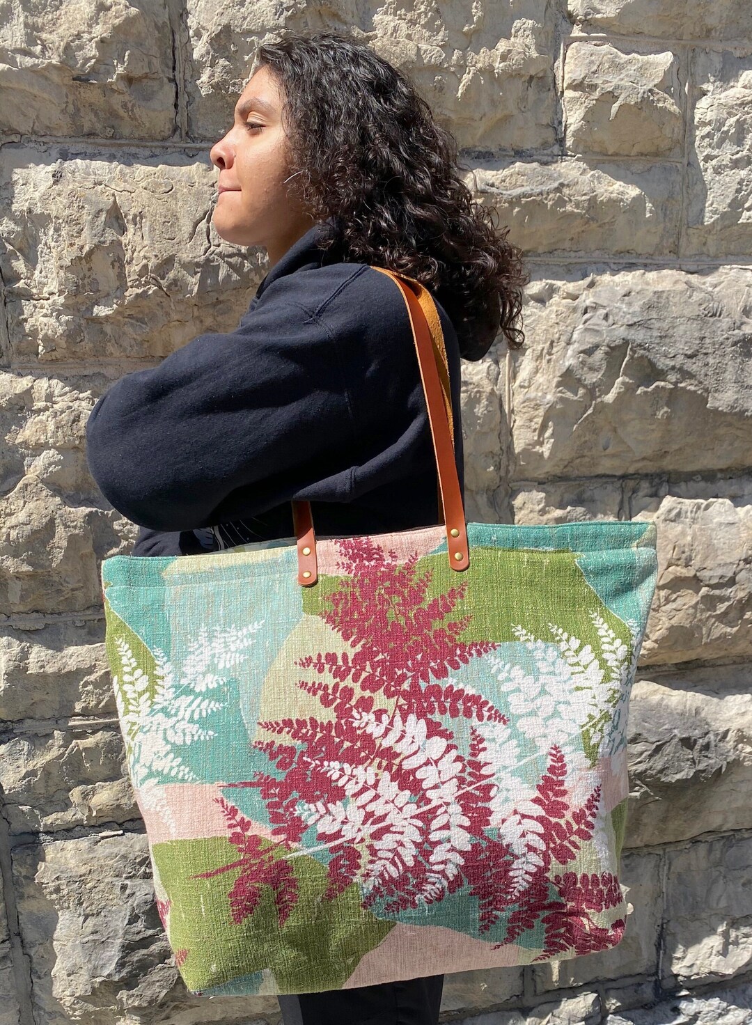 Barkcloth Tote MCM Overnight Bag Large Tote Bag - Etsy