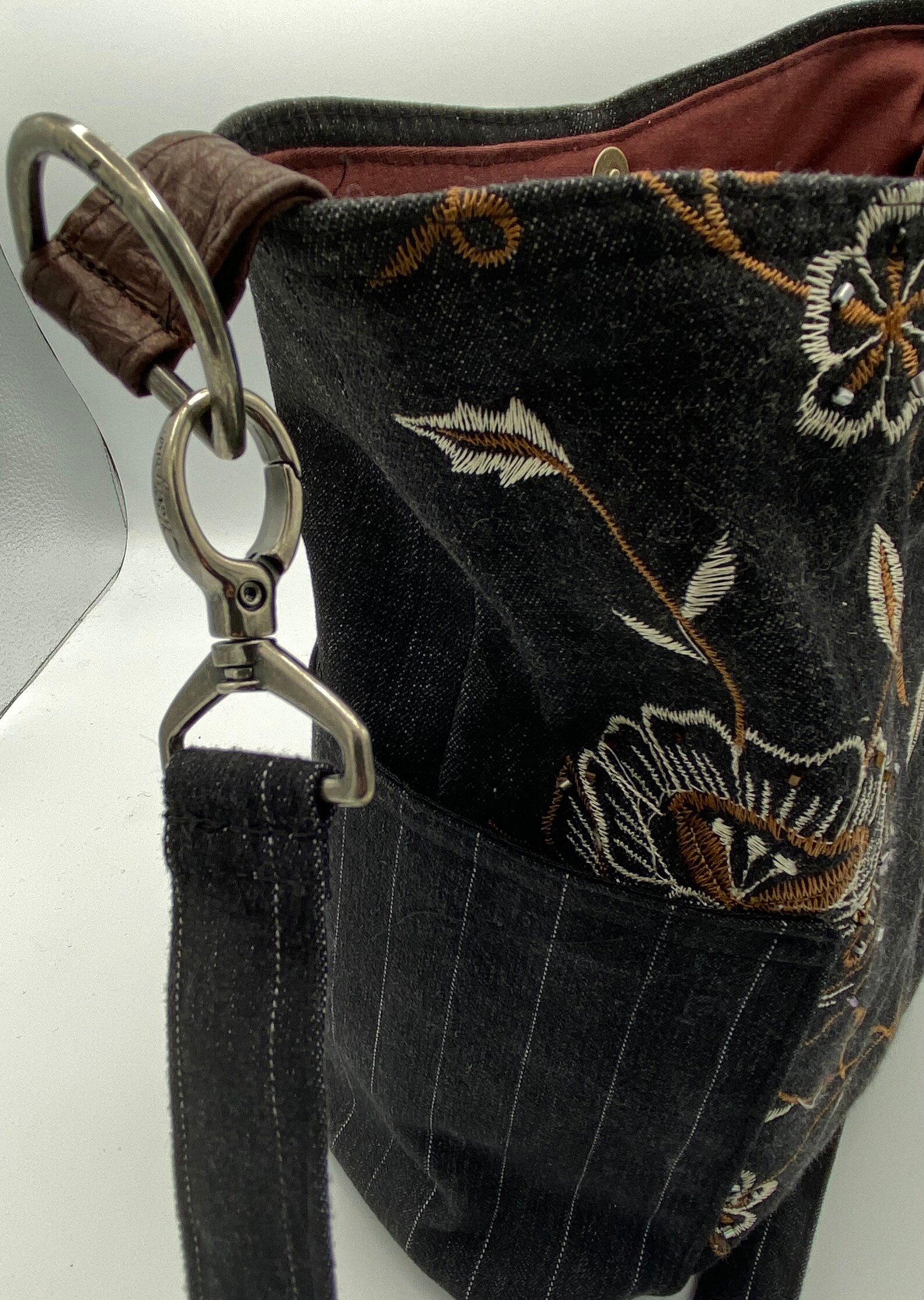 Recycled Jean Purse With Embroidery and Adjustable Strap - Etsy