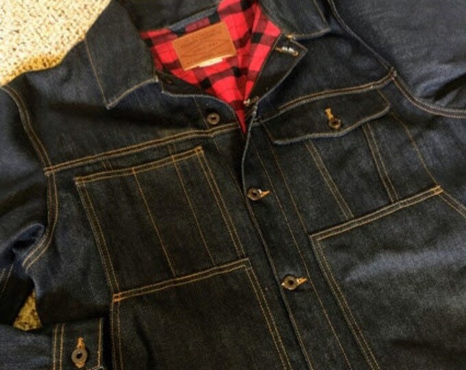 FILSON Lined Denim Cruiser Jacket - Mackinaw Plaid Flannel Lined Barn ...