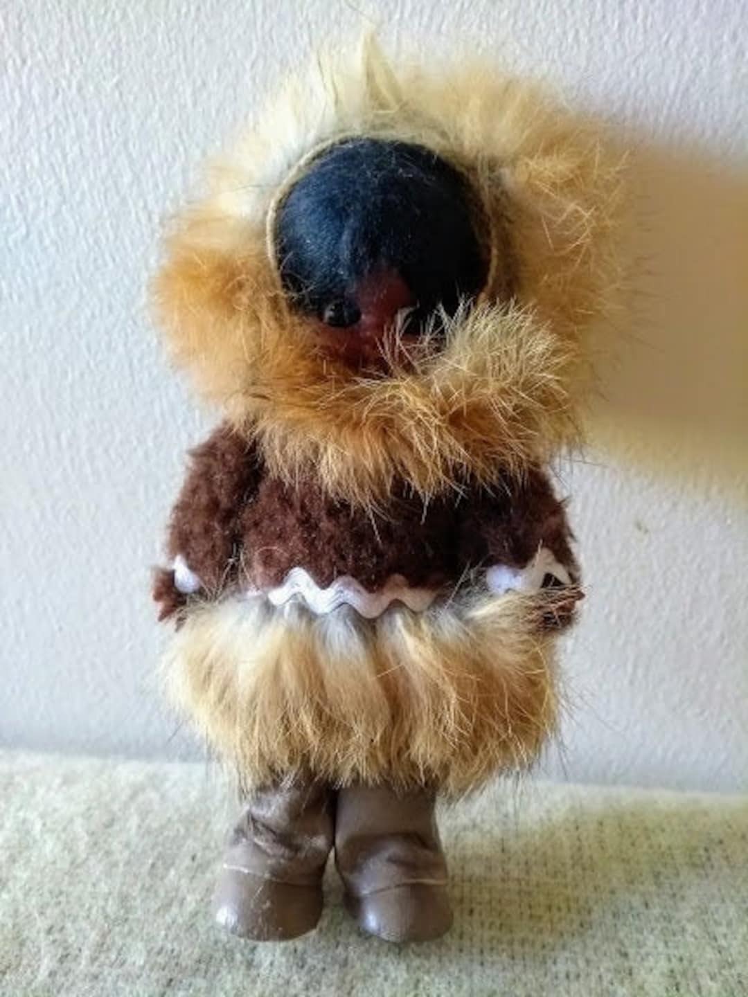 Eskimo Inuit Doll Alaskan Fur Parka Doll Rabbit Trim stand Alone ...
