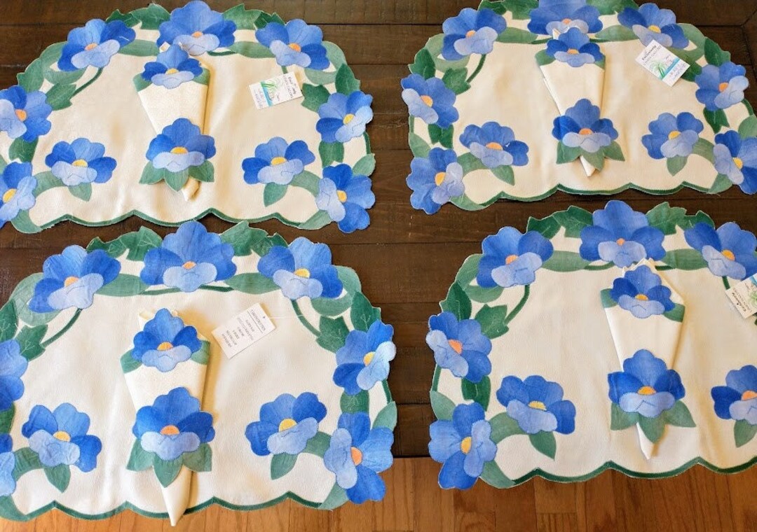 FINAL SALE Vintage NEW Applique Placemat Sets 8 Piece Set of Mats Plus ...