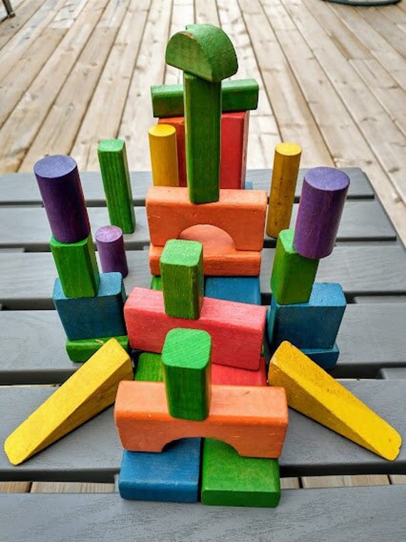 Vintage Wooden Blocks Classic Toy Building Blocks Lot of - Etsy