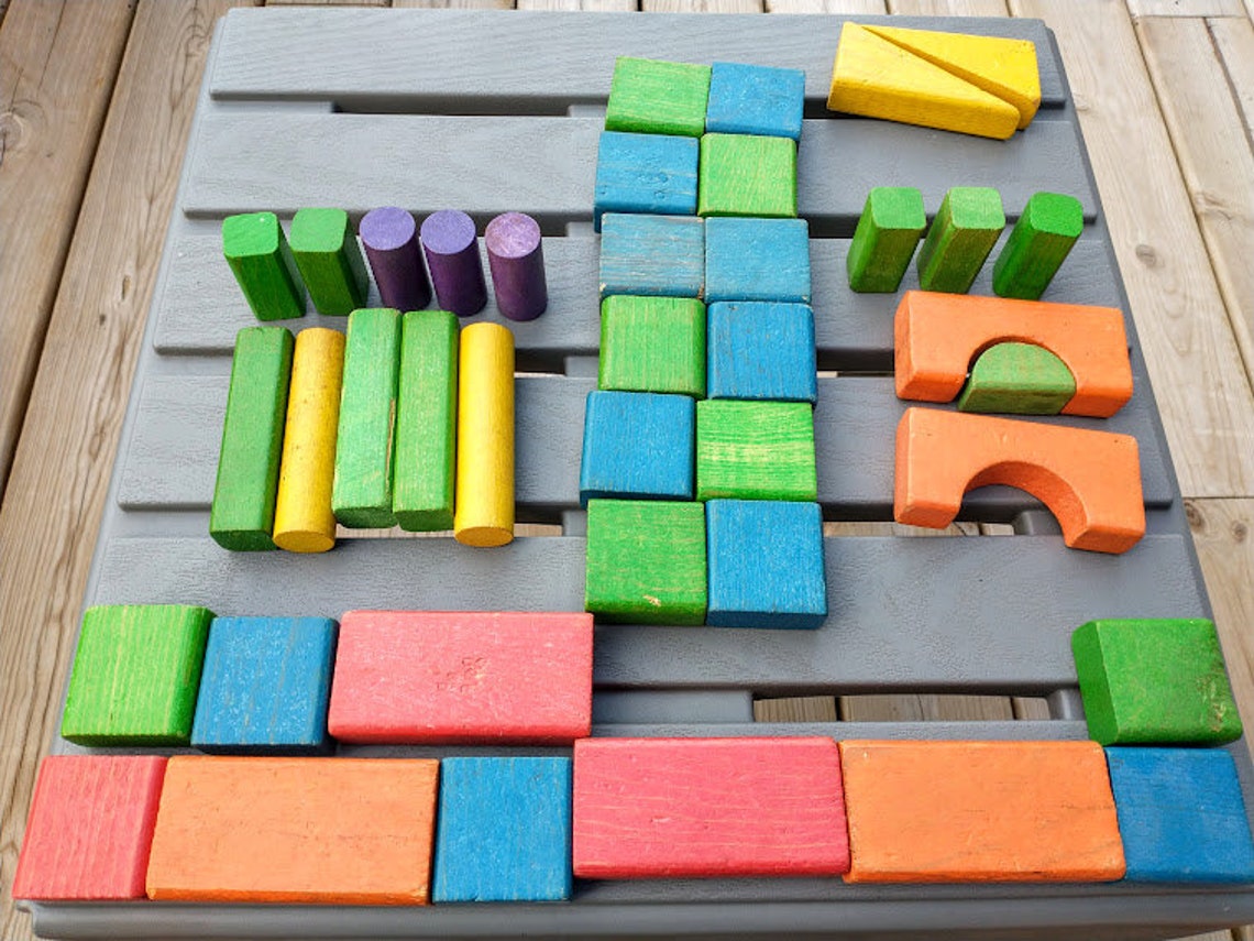 Vintage Wooden Blocks Classic Toy Building Blocks Lot of - Etsy