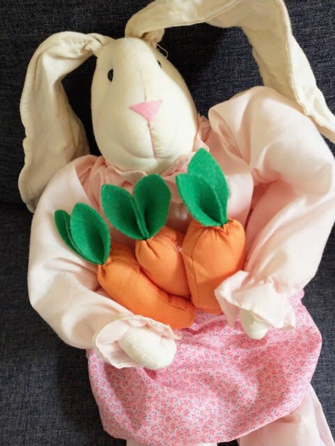 Lop Ear Bunny Rabbit Fabric Folk Art Cotton Muslin Body 20 Removeable ...