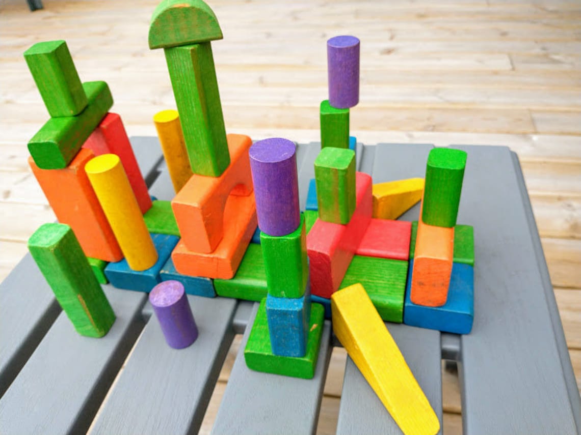 Vintage Wooden Blocks Classic Toy Building Blocks Lot of - Etsy