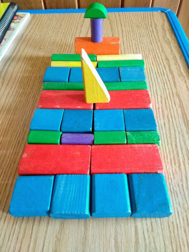 Vintage Wooden Blocks Classic Toy Building Blocks Lot of | Etsy