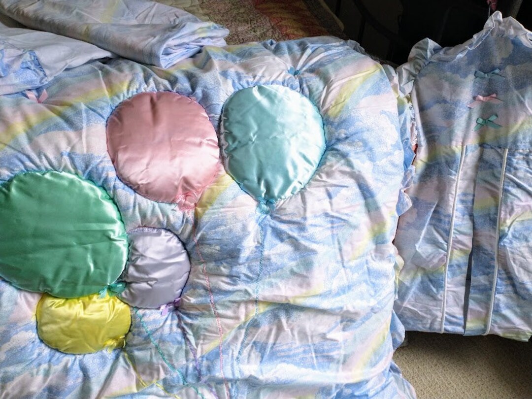Final SALE Vintage Baby Blanket Ensemble 4 Pc Pastel Ballon/cloud ...