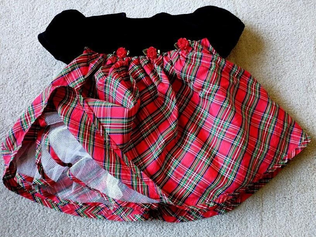 6-9 Month Christmas BRYAN Dress Black Velvet and Red Tartan Plaid ...