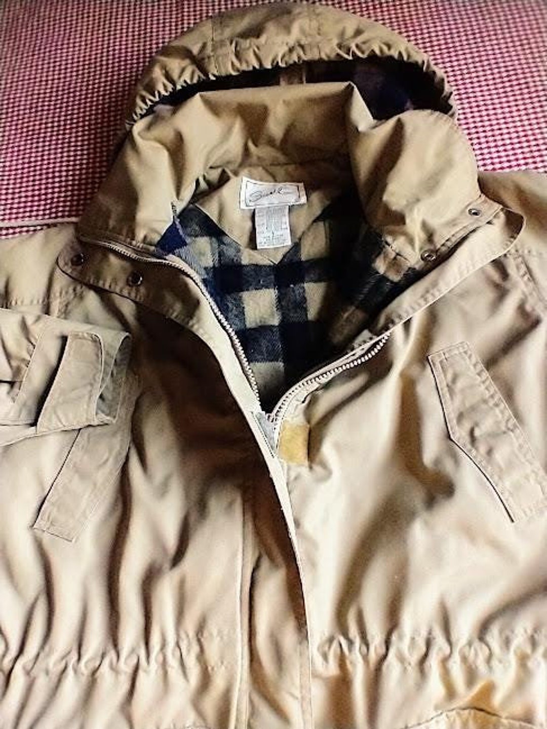 Vintage Thinsulate Lined Parka buffalo Plaid Lining 2 Way Zip Storm ...