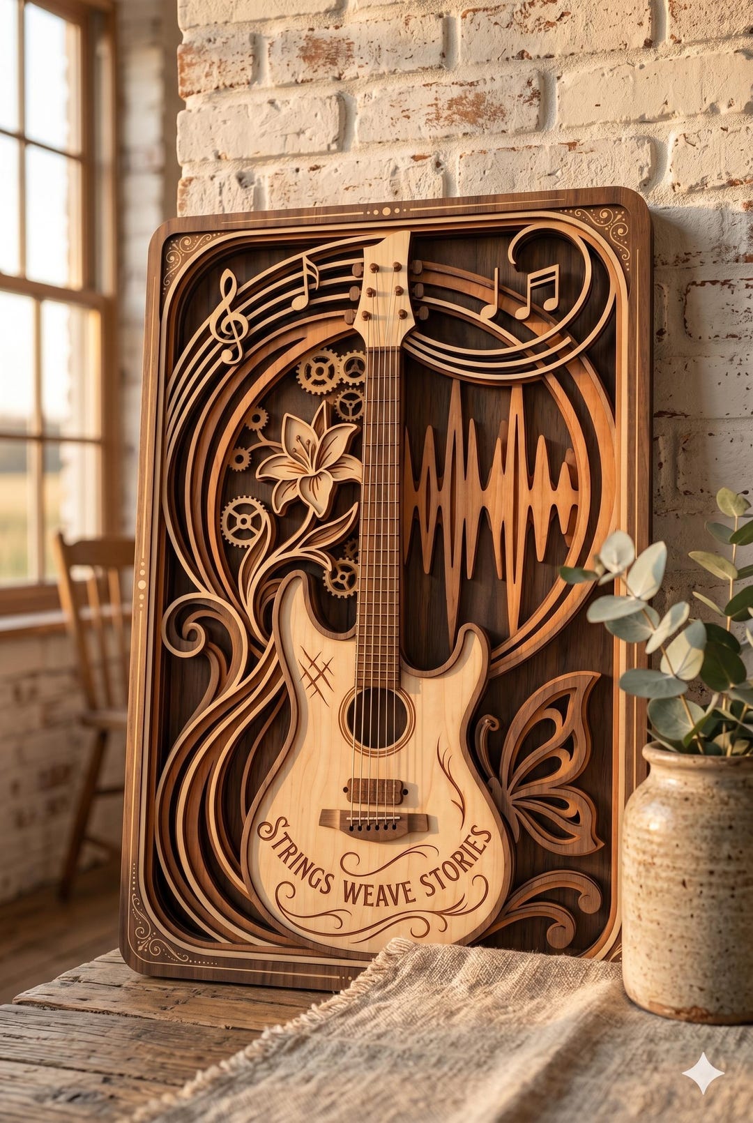 Layered Guitar Laser Cut SVG DXF File for Glowforge CNC Wooden Music ...
