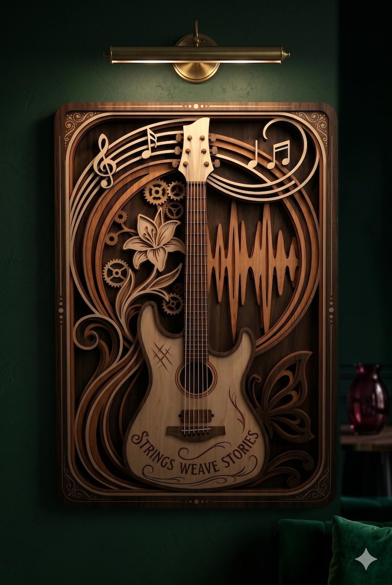 Layered Guitar Laser Cut SVG DXF File for Glowforge CNC Wooden Music ...