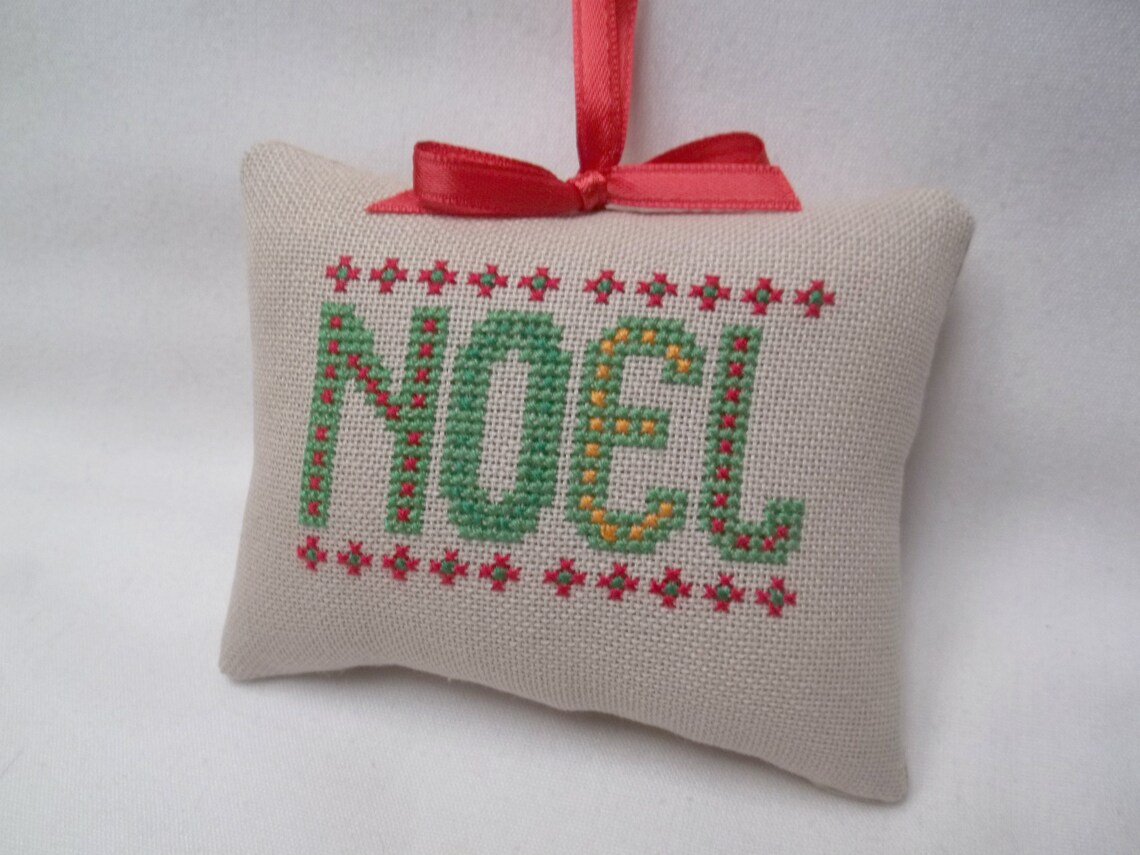 Noel Christmas Ornament Cross Stitch Complete 3 1/2 X 4 - Etsy