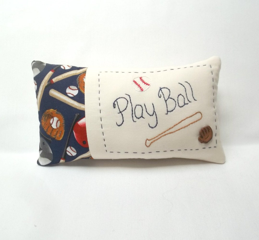 Baseball Mini Pillow, Embroidered, Play Ball, Sports, Athletic, Shelf ...