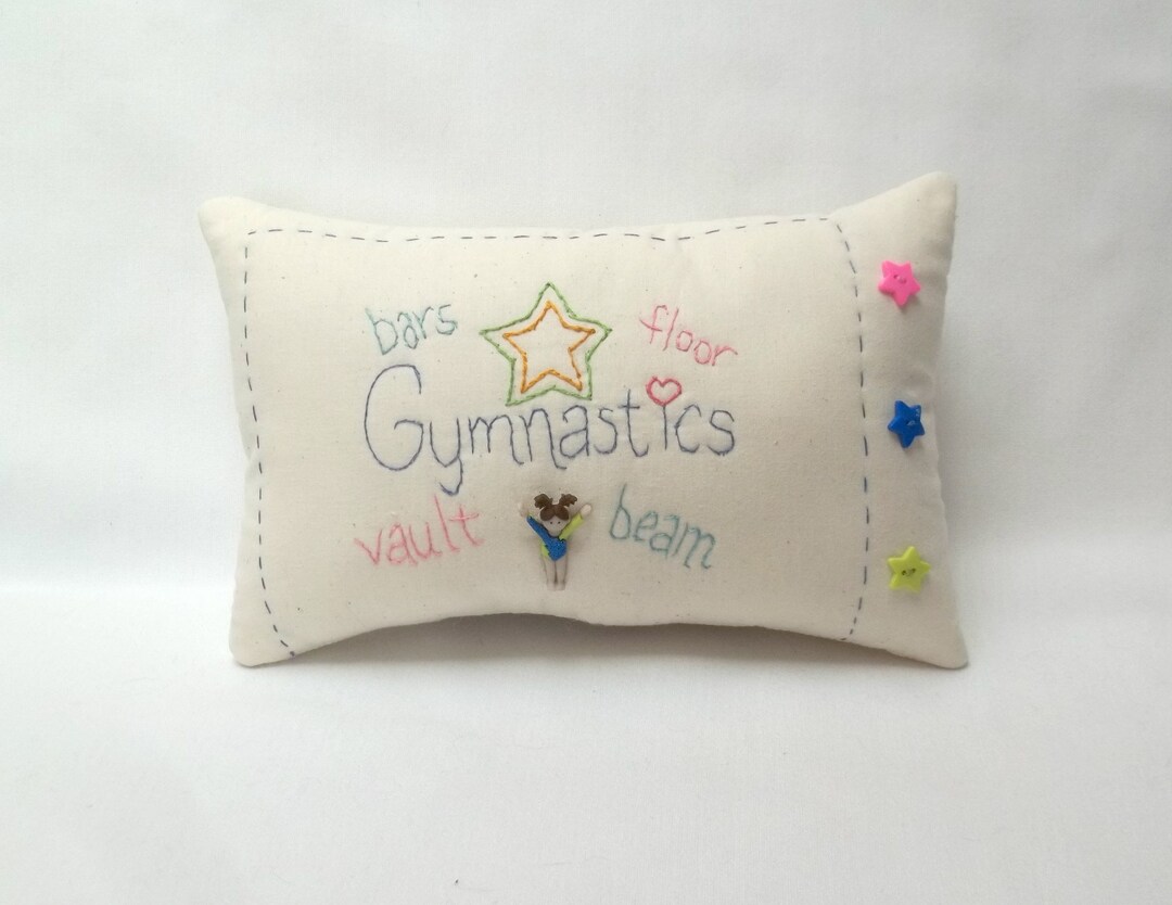 Gymnastics Girl Mini Pillow Girl's Sports Hand Embroidered Girl's Room ...