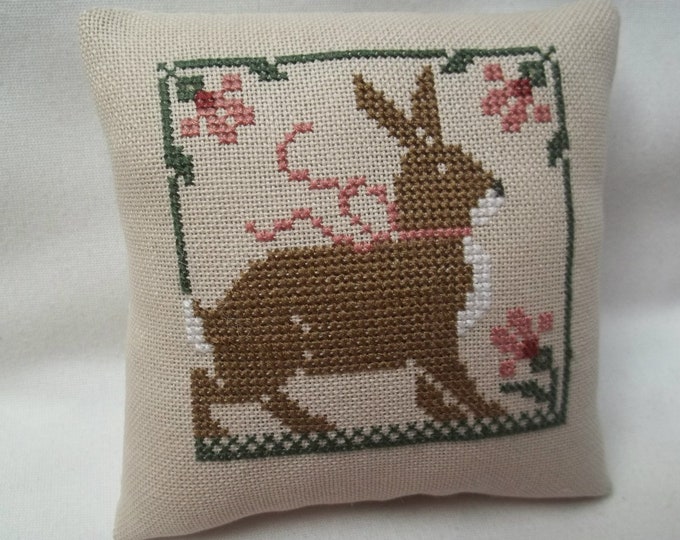 Bunny Rabbit Mini Pillow, Easter, Spring, Cross Stitch, Pillow Tuck 4 1 ...
