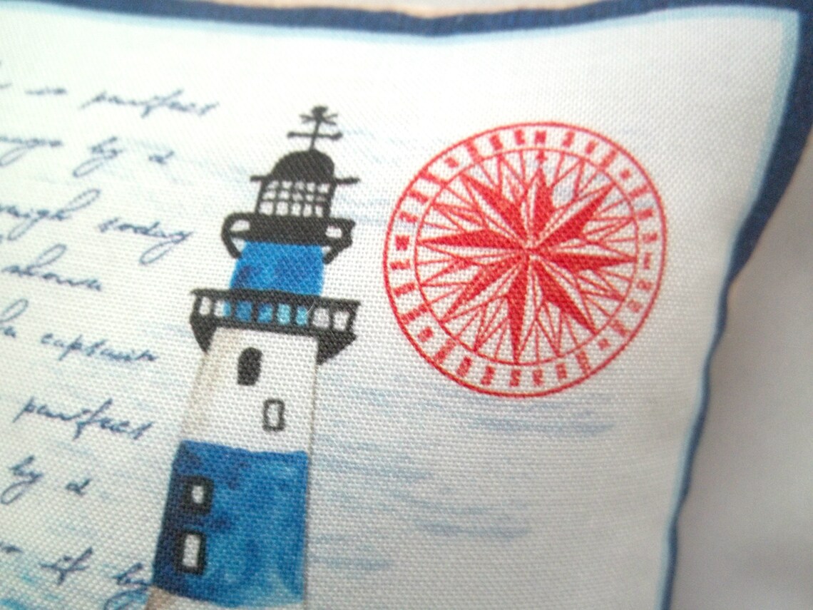 Lighthouse Seaside Mini Pillow Seashell Anchor Pillow Tuck 4 - Etsy