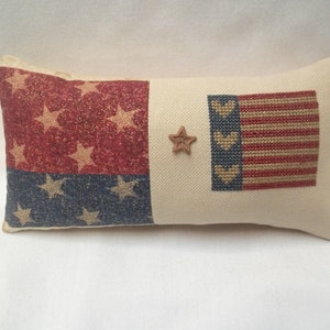 Patriotic Mini Pillow Primitive Flag Stars Stripes Cross Stitch Home ...