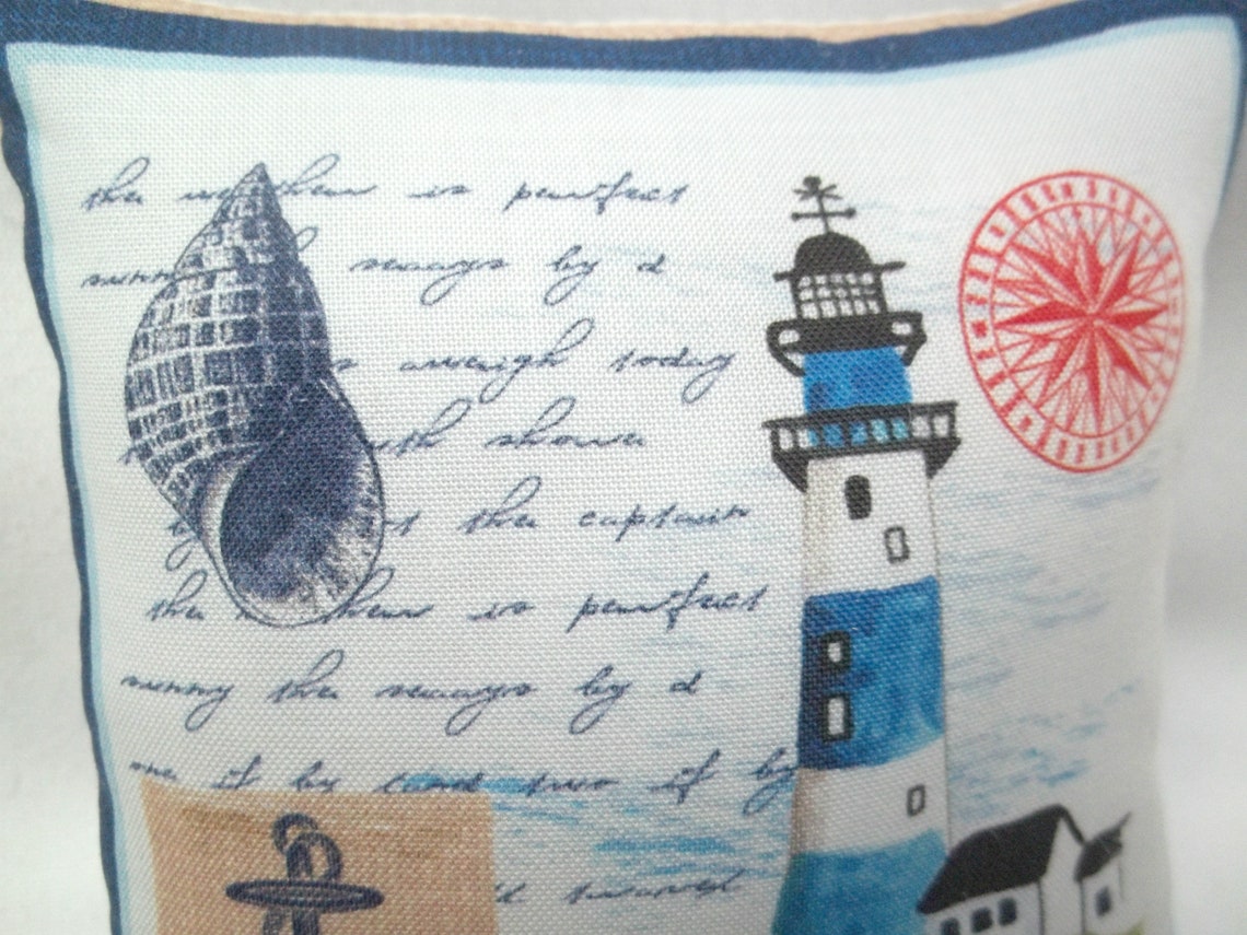 Lighthouse Seaside Mini Pillow Seashell Anchor Pillow Tuck 4 - Etsy