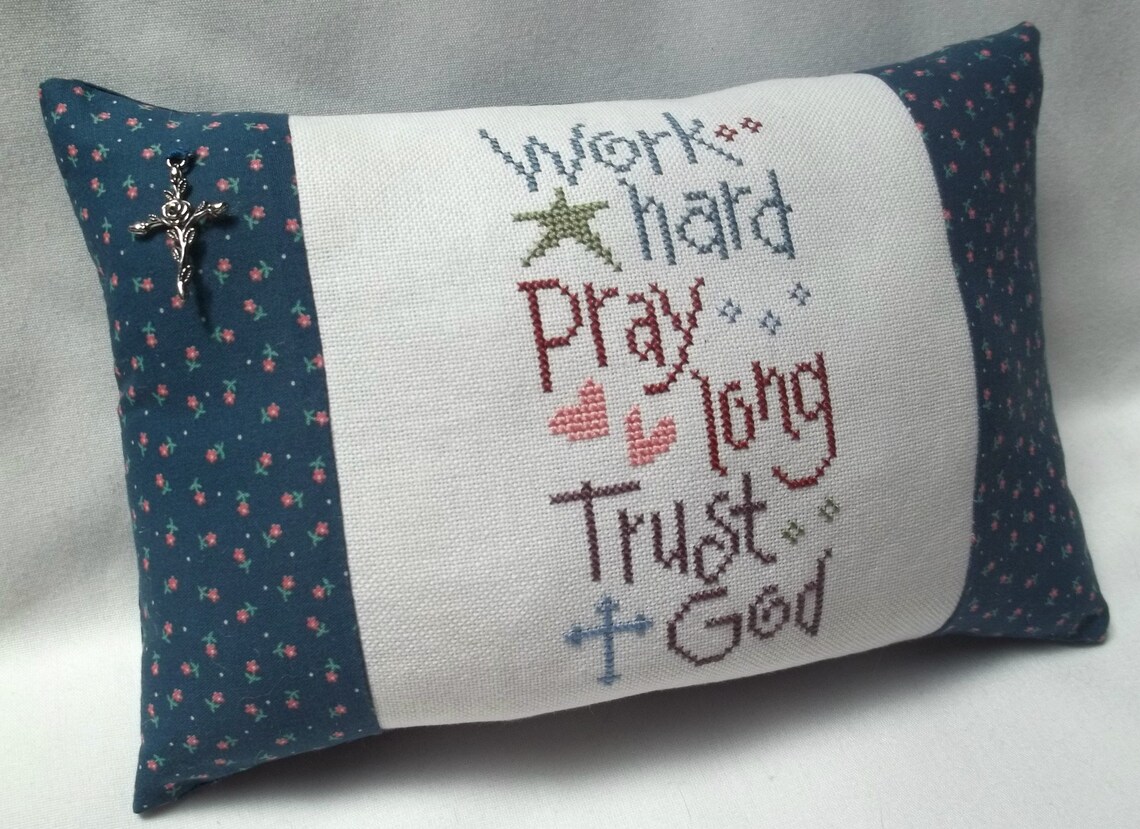 Christian Mini Pillow Inspirational Cross Stitch Completed | Etsy