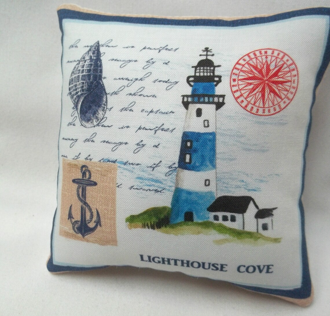 Lighthouse Seaside Mini Pillow Seashell Anchor Pillow Tuck 4 - Etsy