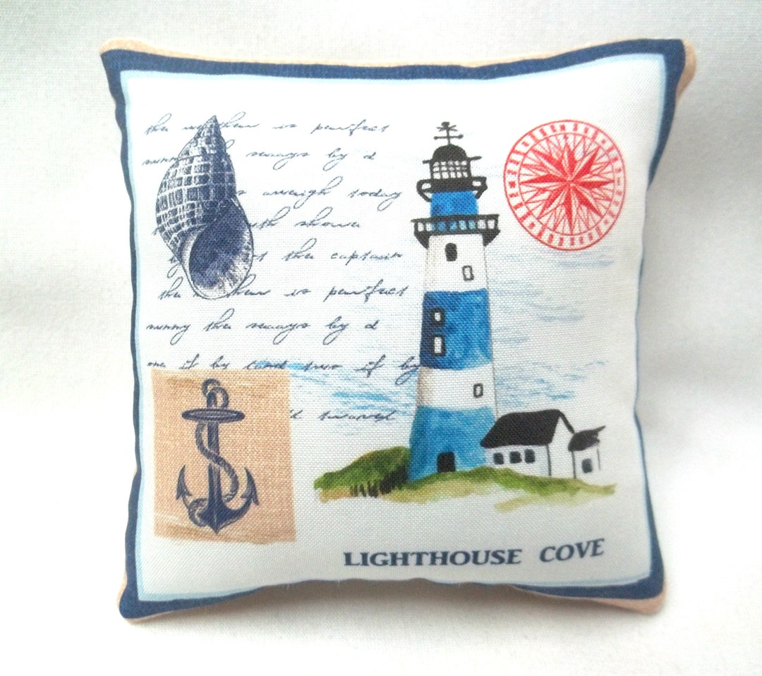Lighthouse Seaside Mini Pillow Seashell Anchor Pillow Tuck 4 3/4" X 5 ...