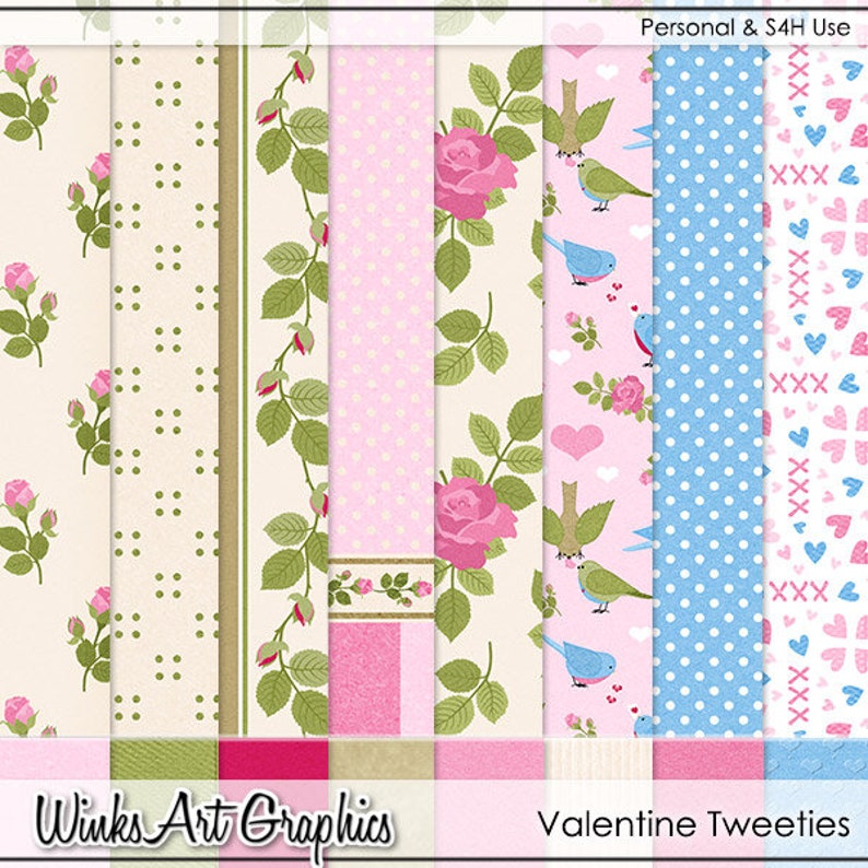 Valentine Tweeties Digital Clip Art, Scrapbooking Elements, and Papers ...